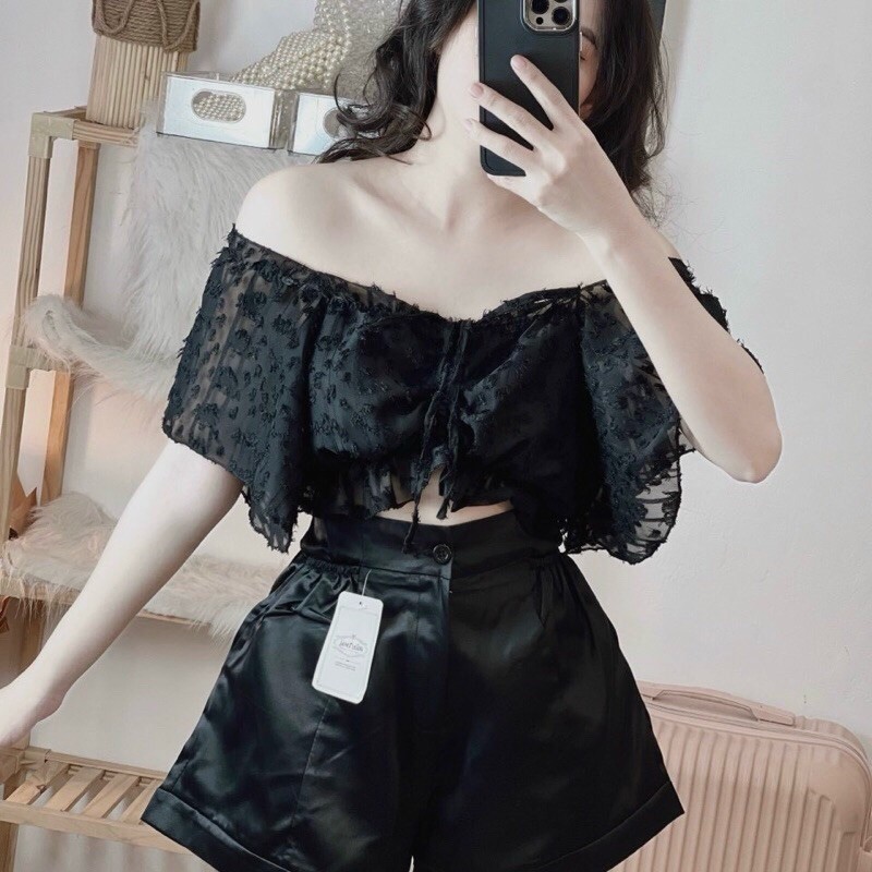 เสื้อ CRT Lace Lady Banh Beo สําหรับผู้หญิง ผูกโบว์หรูหราอ่อนโยน A251 ...