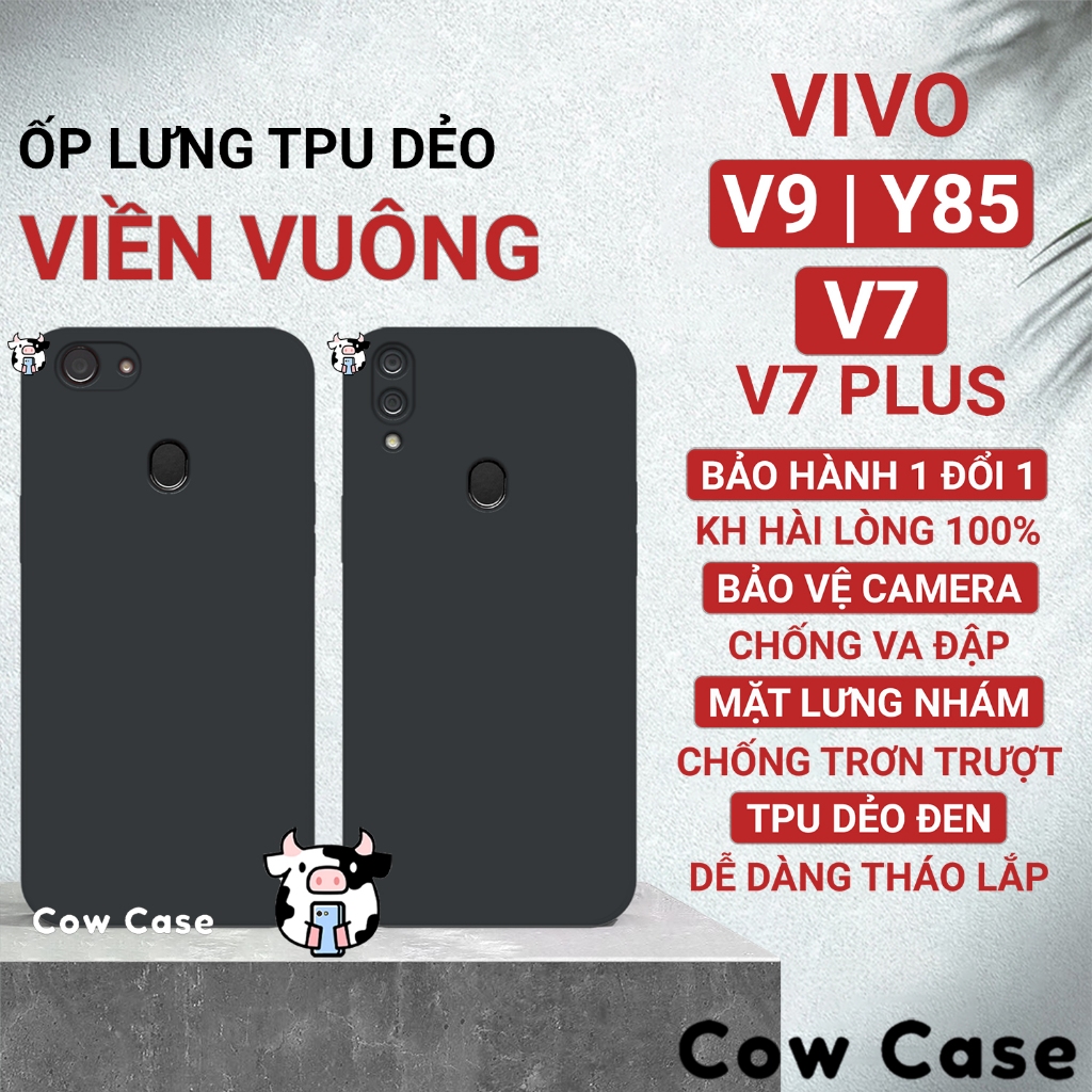 เคส Vivo V9, V7 Plus, Y85 พร้อม Cowcase Square Bezel | ฝาครอบโทรศัพท์ Vi vo ปกป้องกล้องทั้งหมด ...