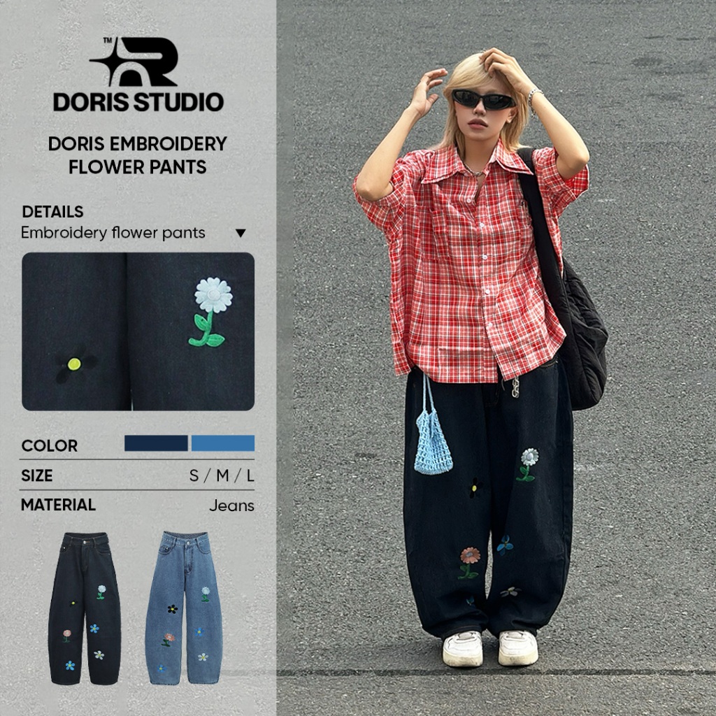 กางเกงยีนส์ DORIS BASIC WILDFLOWERS / unisex Loose Form / DORIS ...