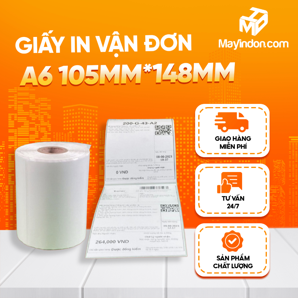 กระดาษพิมพ์ความร้อน Shopee Single Size A6 100x150mm, A7 75x100 Printing ...