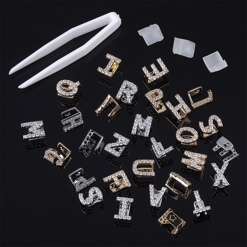 Grillz Jewelry Tooth Design Gold Silver hiphop Letter | Shopee Thailand