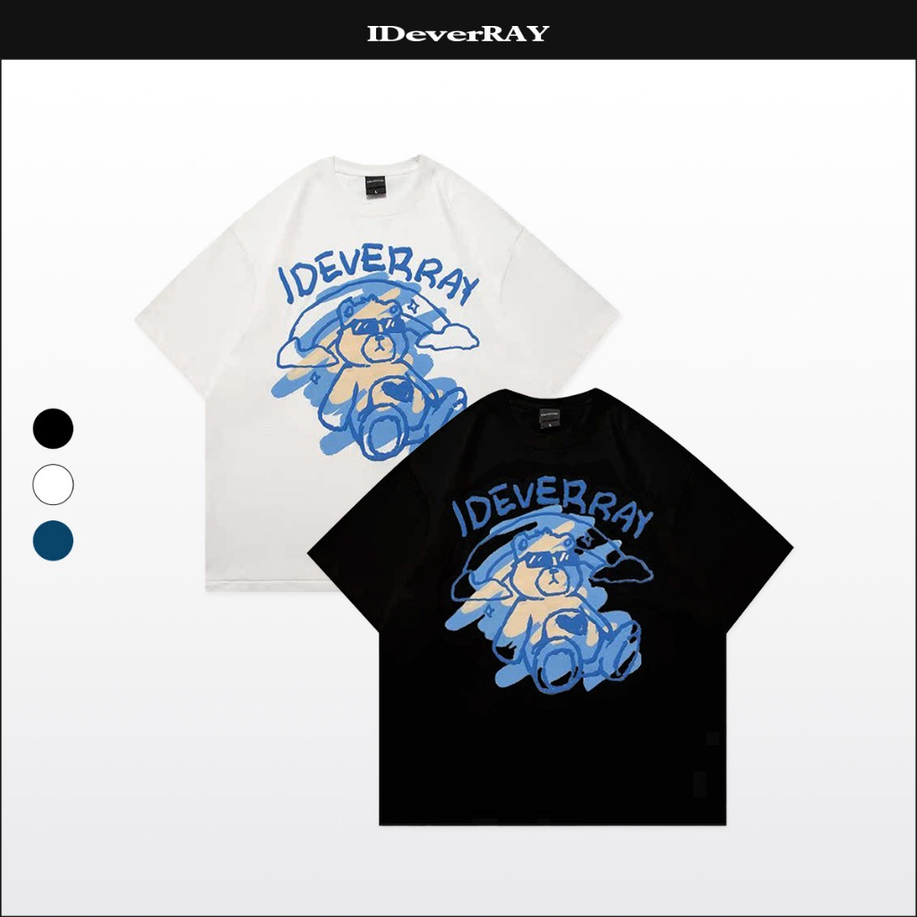 เสื้อยืด unisex คุณภาพสูงของแท้ IDEVERRAY Cool Teddy ทรงโอเวอร์ไซส์ ผ้า ...