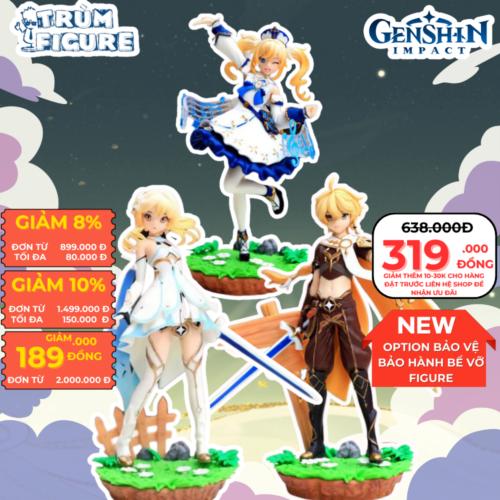 โมเดล Genshin Impact, ฟิกเกอร์ชุด 3 ชิ้น Aether, Lumine, Barbara, Game ...