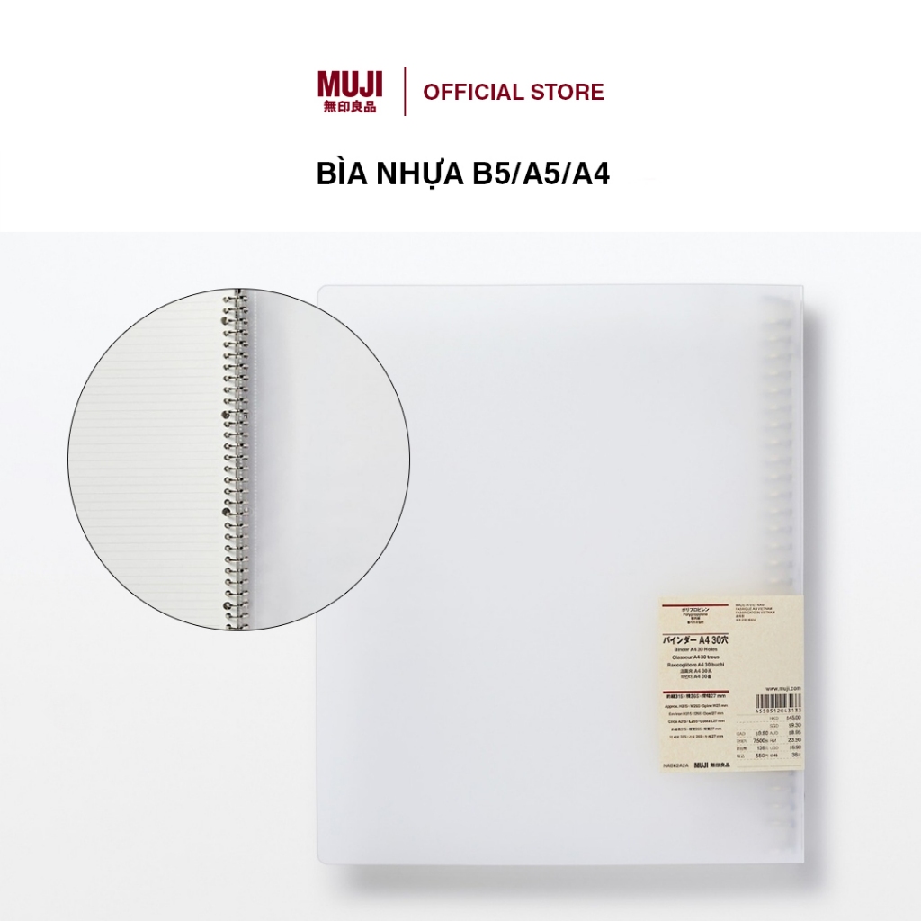 ฝาครอบพลาสติก B5/A5/A4 - MUJI ทึบแสง สีขาว | Shopee Thailand