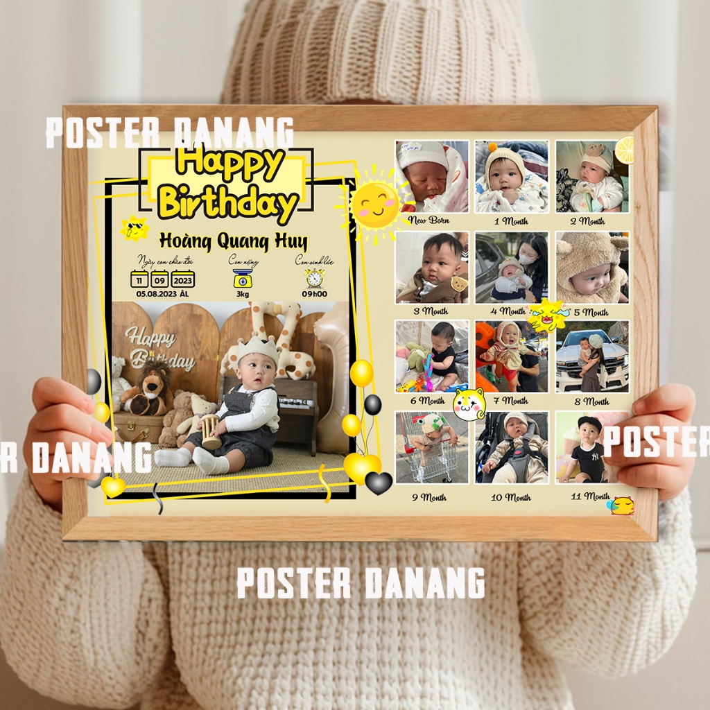 12 MONTHS PHOTO FRAME FOR BABY - PRINT PHOTOS ON REQUEST - BIRTHDAY ...