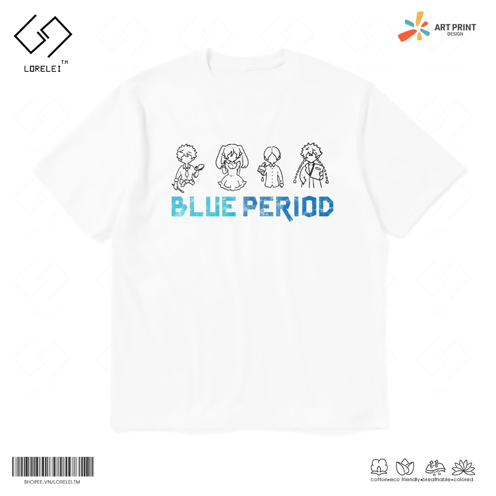 เสื้อยืดแขนสั้น Unisex Blue Period Chibi Art Cotton 100% | Shopee Thailand