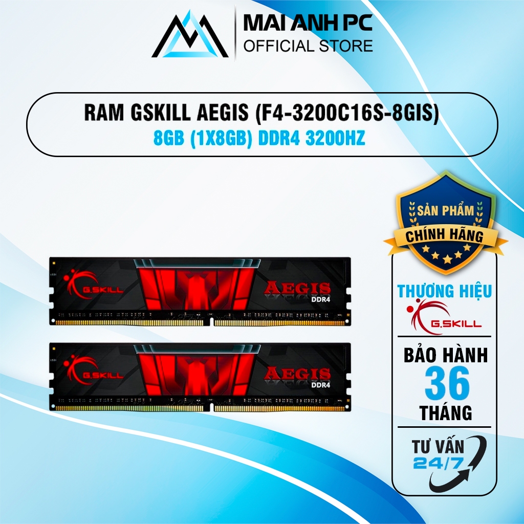 Ram DESKTOP GSKILL AEGIS (F4-3200C16S-8GIS) 8GB (1X8GB) DDR4 3200HZ ...