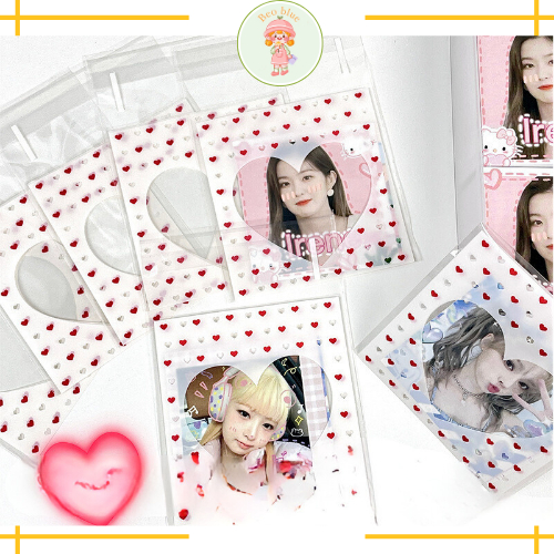 Lightning 50 กระเป๋าแก้วหัวใจน่ารักขนาด 7 ซม. * 7 ซม. พร้อมสติกเกอร์การ์ดรูปถ่าย, พริตตี้ Fubi ...