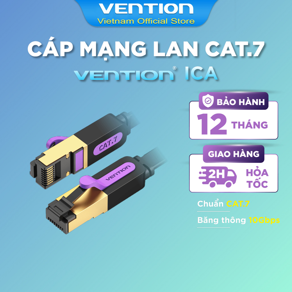 Vention สาย Lan Flat Cat.7 Venture ICA (สายแบน, 10Gbps) | Shopee Thailand