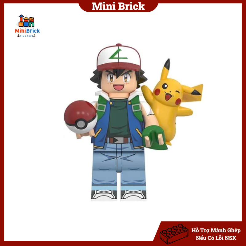 Pokemon Minifigures อะนิเมะ Pikachu Satoshi ขีปนาวุธทีม Meow Minibricks | Shopee Thailand