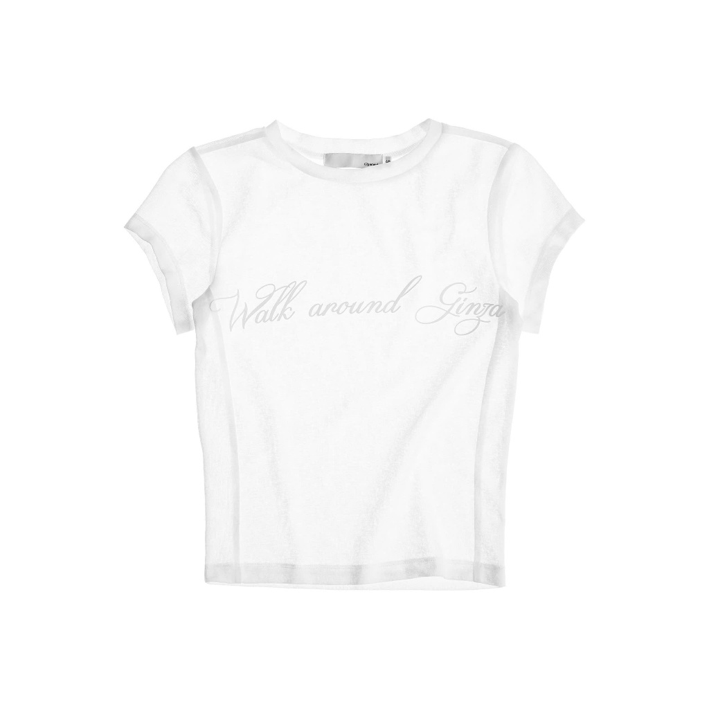 67% ผ้าซีทรูพิมพ์ลายตัวอักษร Form BABY TEE Unisex - GINZA BABY TEE ...