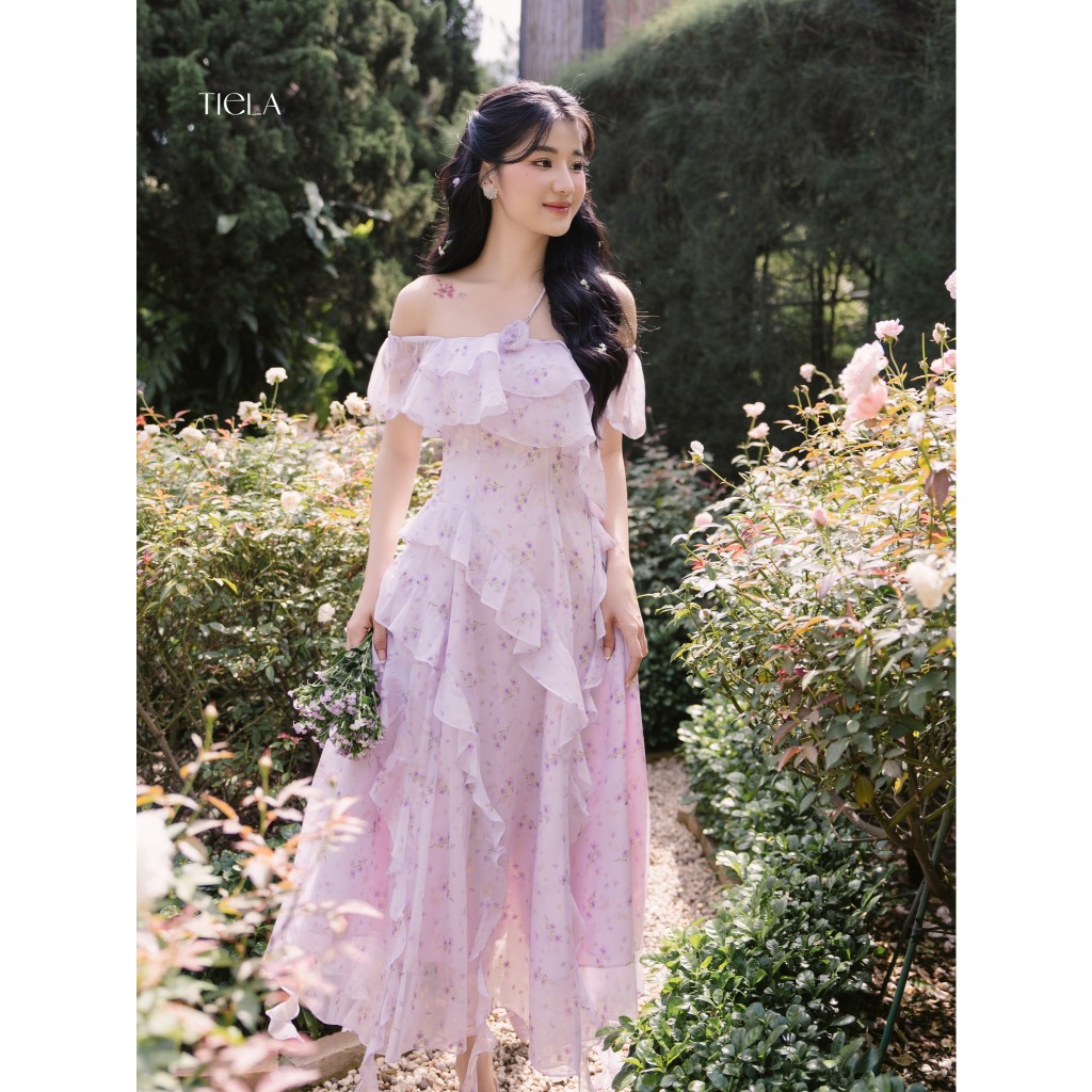 Tiela เดรสลายดอกไม้เปิดไหล่ - Angelina Dress | Shopee Thailand