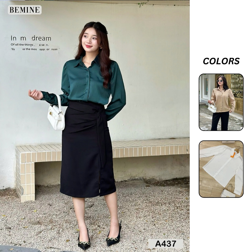 Bemine A437 เสื้อเชิ้ตติดกระดุมแขนยาว | Shopee Thailand