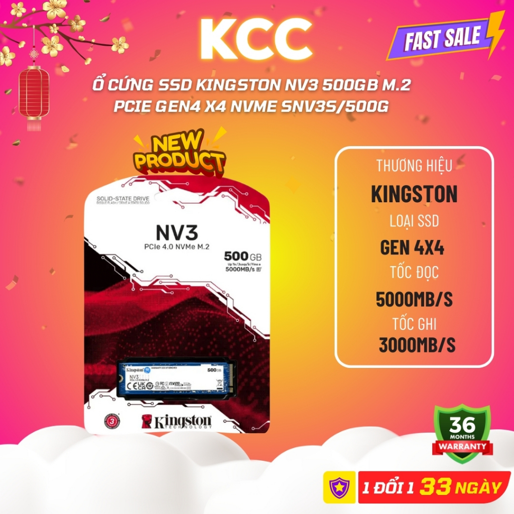 Kingston NV3 500GB M.2 PCIe Gen4 x4 NVMe SDV3S / 500G SSD - ใหม่ 3 ปี ...
