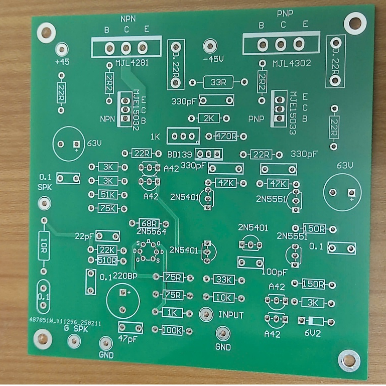 H09 วงจร เพาเวอร์แอมป์ อินพุต jfet 2N5564 เอาต์พุต BJT (02 ทดสอบ pcb ...