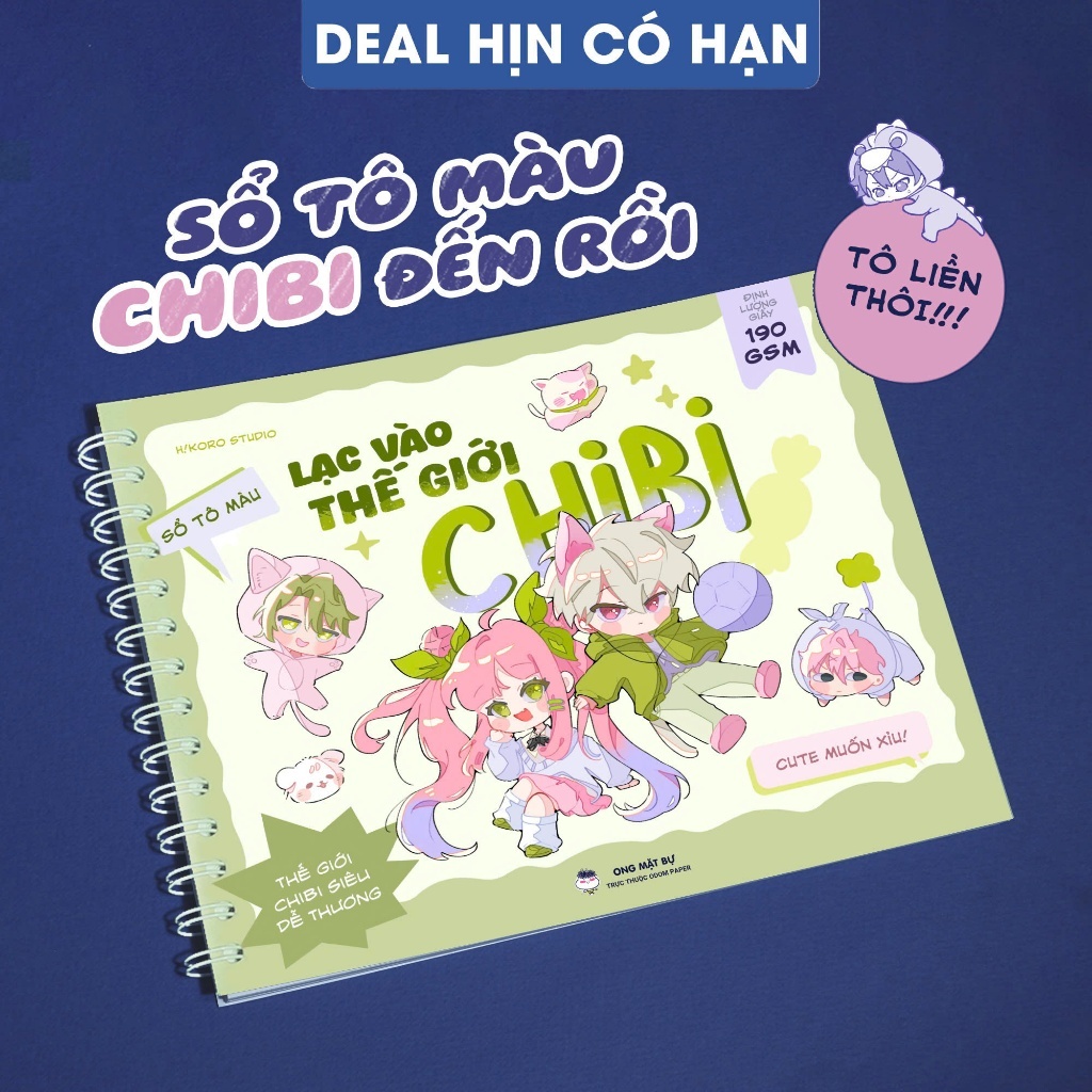 (ตะกั่วปิดทอง) หนังสือระบายสีผึ้งใหญ่ "PUT IN THE CHIBI WORLD" - 190GSM ...