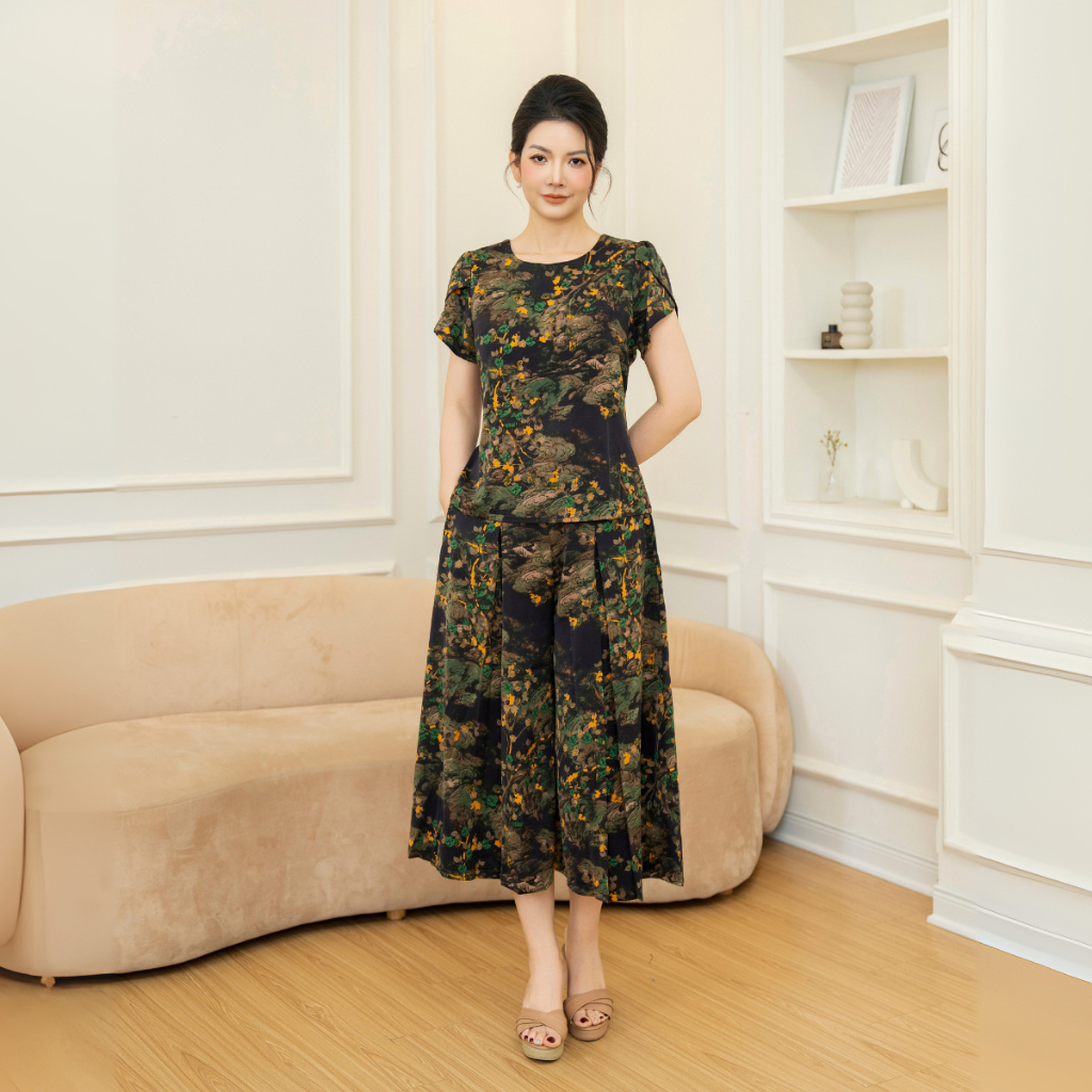 ไลบี LS022 ชุดวัยกลางคน ชุดคุณแม่ใส่อยู่บ้าน เนื้อผ้าไหมเย็น ครบไซส์ 45 ...