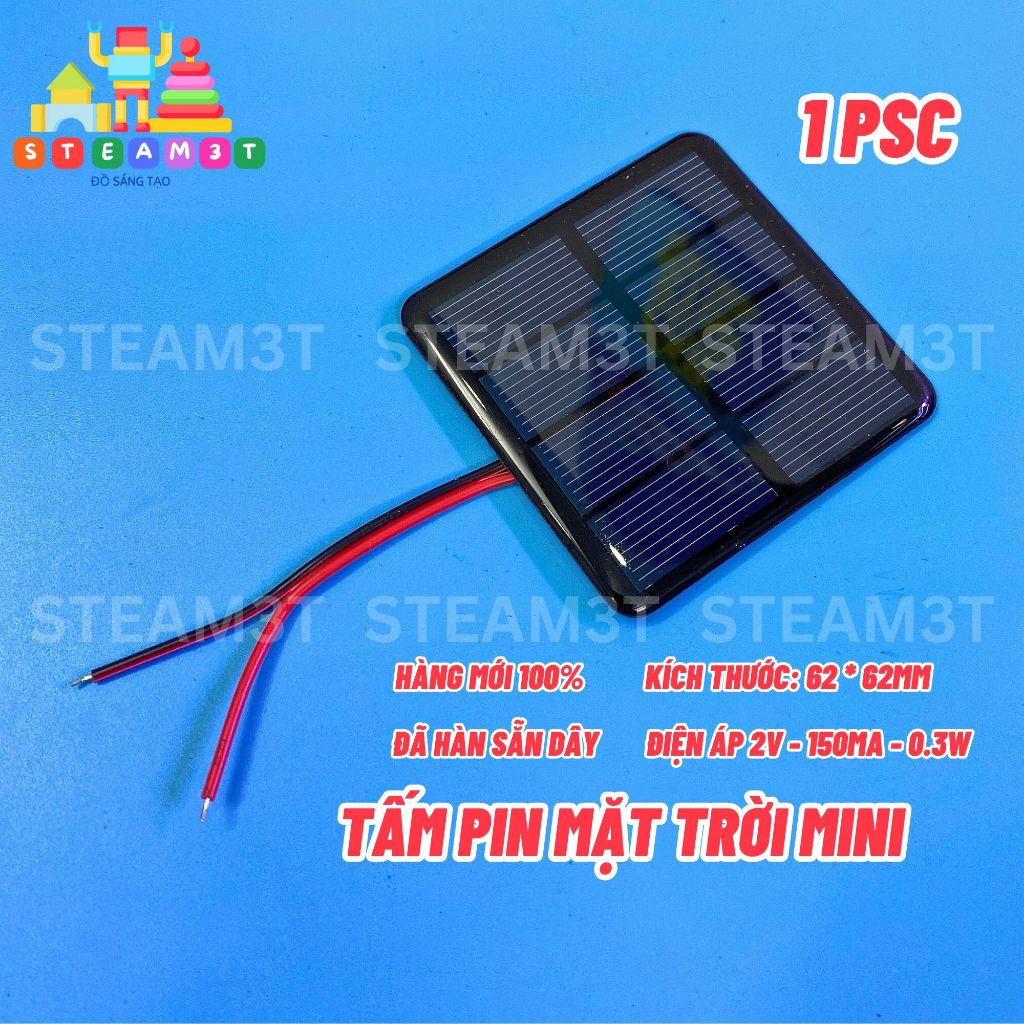 Mini Solar Panel 2V 150mA – ลวดบัดกรีล่วงหน้า – ขนาด 62x62mm - LK0919 ...