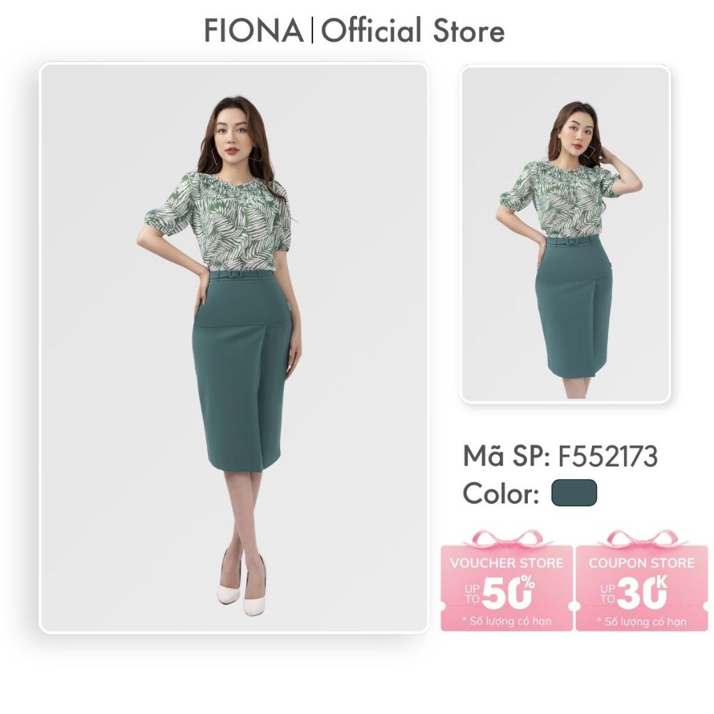 Fiona SET เสื้อหลวมแขนพองและกระโปรงทรงสลิม 1 จีบ F552173+ฉ252176 | Shopee Thailand