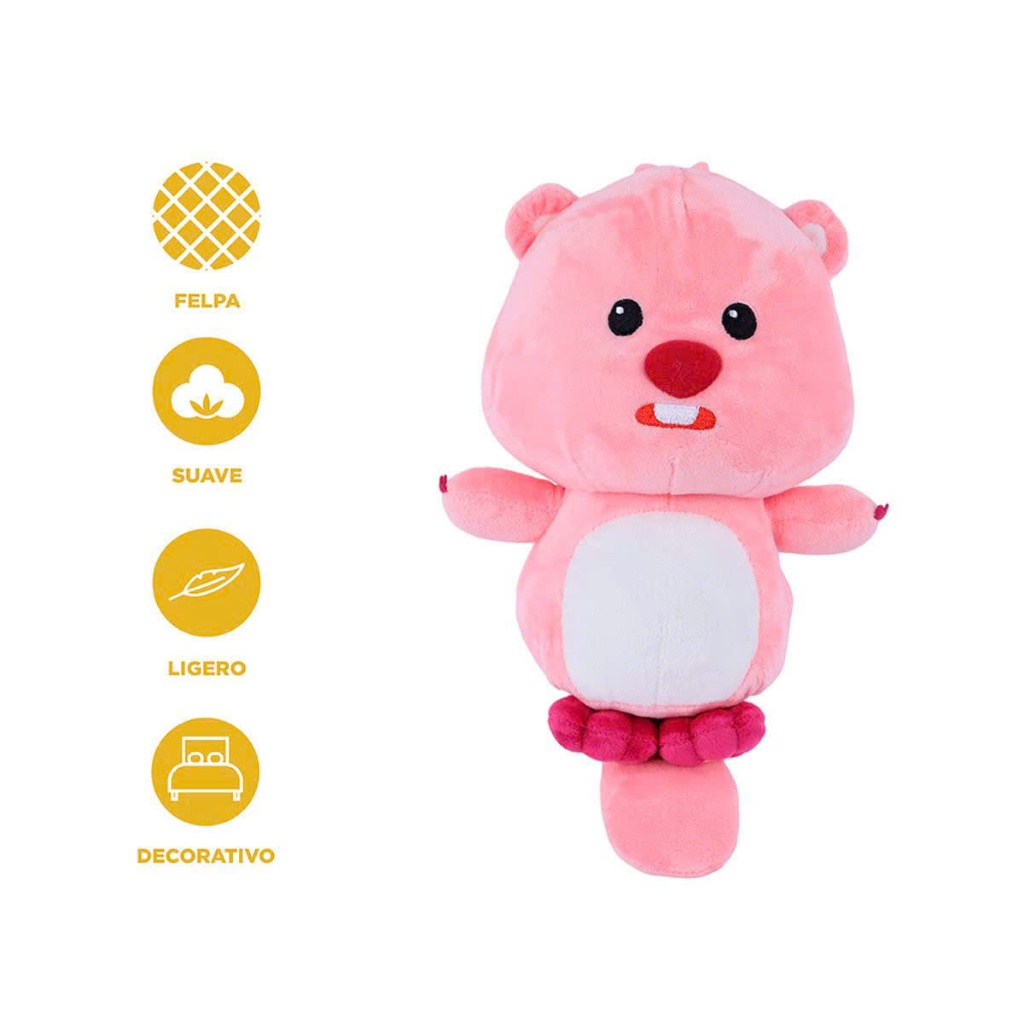 MINISO ตุ๊กตาหมี loopy Beaver สีชมพู - ตุ๊กตาสัตว์แบบห่วงดี้ pororo ...
