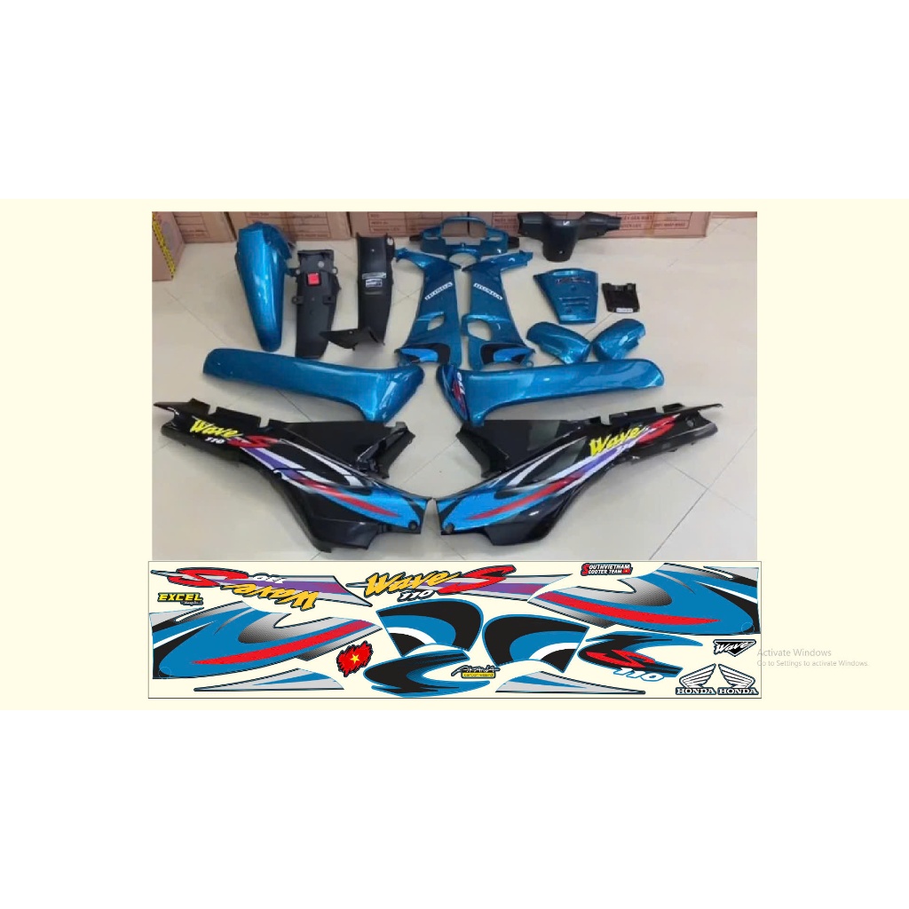 WAVE S 110 BLUE-DARK REMOVABLE สติ๊กเกอร์ 3-LAYER กันน้ํา DECAL HIGH ...