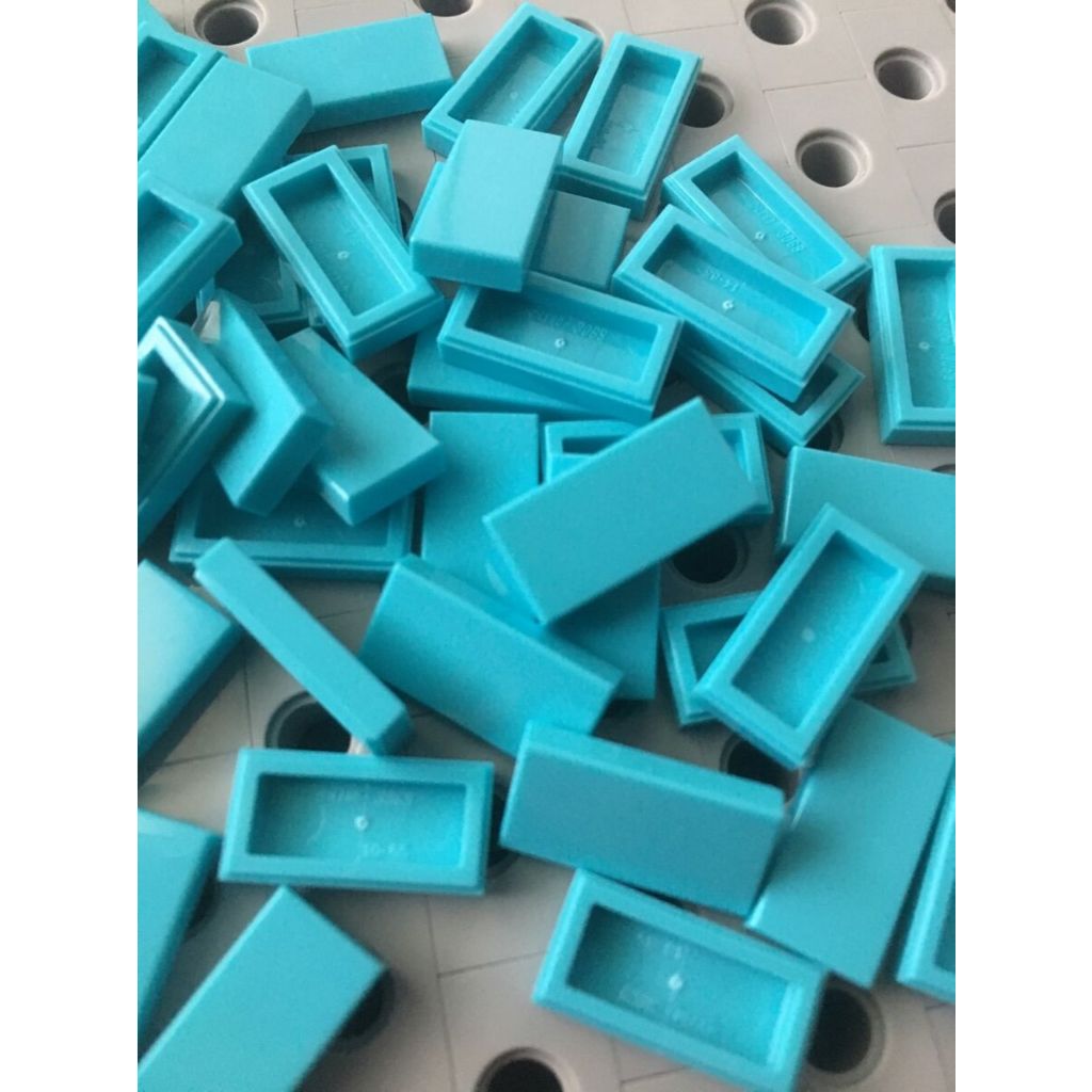 Combo of 10 LEGO Tile 1x2 (ID: 3069) - สี Azure ขนาดกลาง | Shopee Thailand
