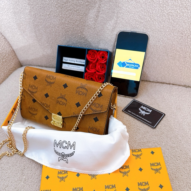 Mcm Lock กระเป๋าสตางค์ผู้หญิงพร้อม Spsl Chain Fullbox - ขนาด 20cm ...