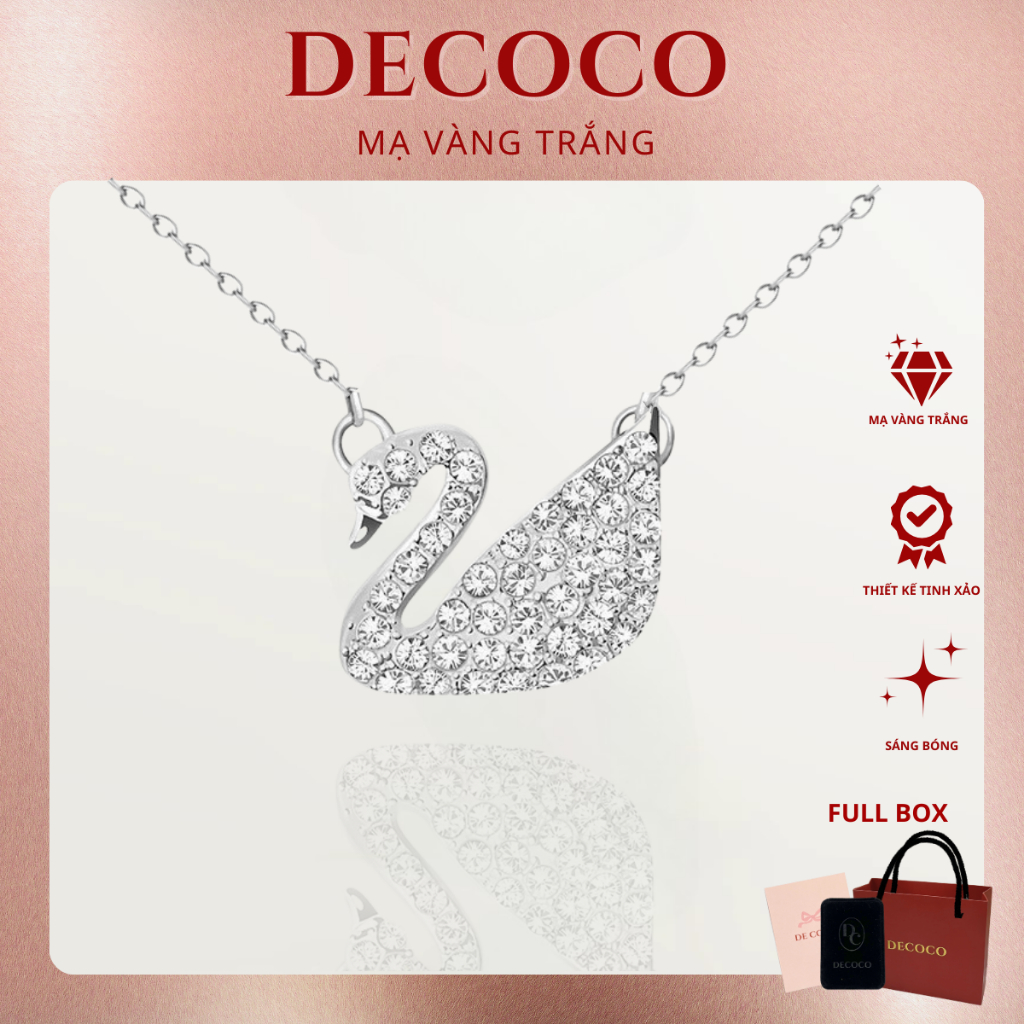 สร้อยคอหงส์ผู้หญิง De Coco Swan หินชุบทองคําขาว (พร้อมถุงกระดาษ + กล่อง ...