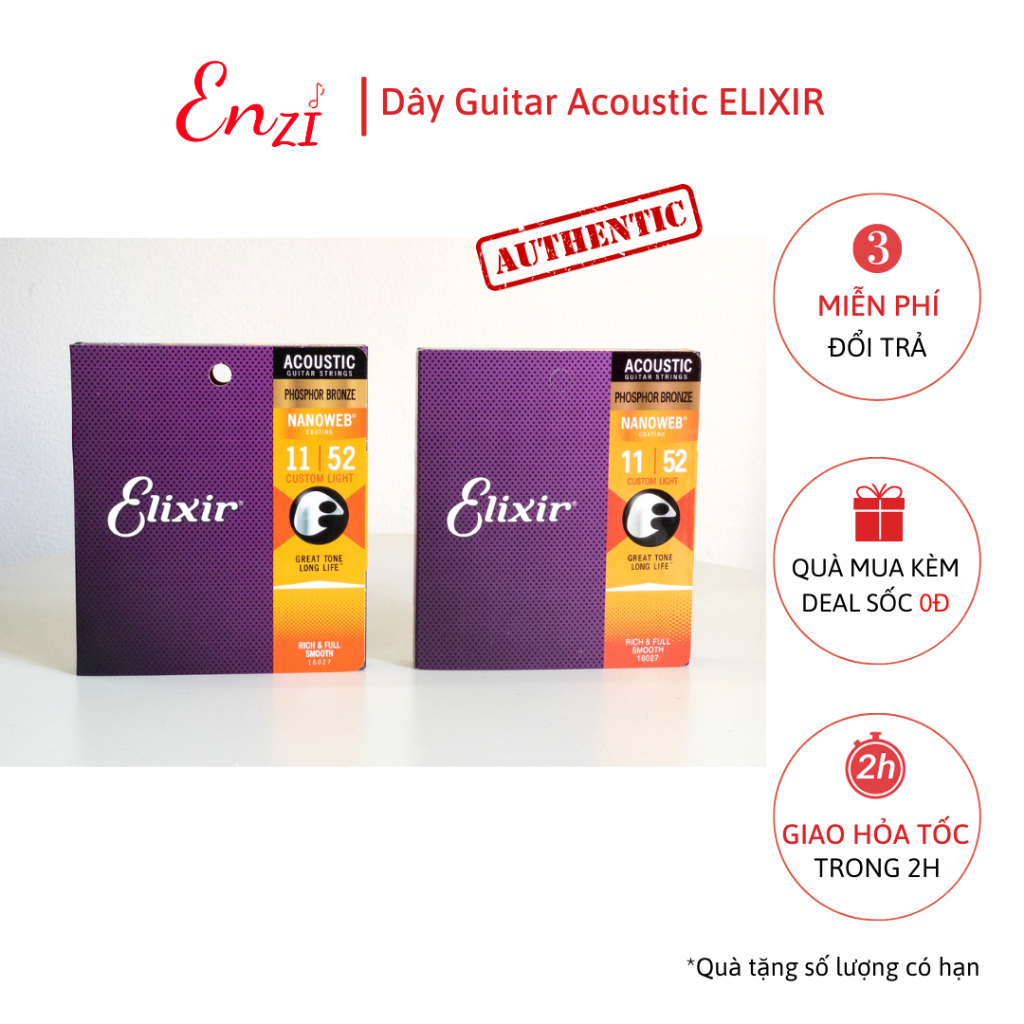 สายกีต้าร์โปร่ง Elixir 16027 Phosphor Bronze Nanoweb เบอร์ 11 สาย ...