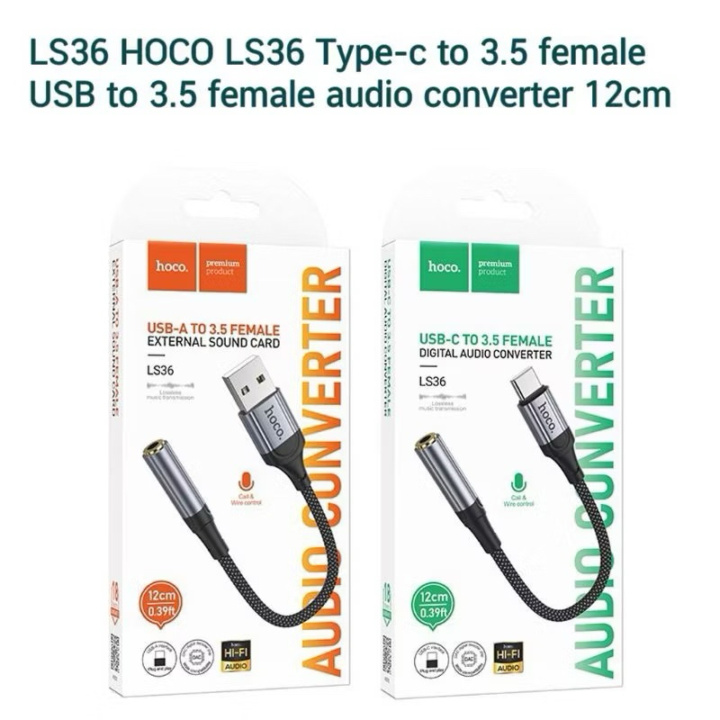 สายแปลง Hoco LS36 (USB/Type-C ตัวผู้เป็นตัวเมีย 3.5 มม.) | Shopee Thailand