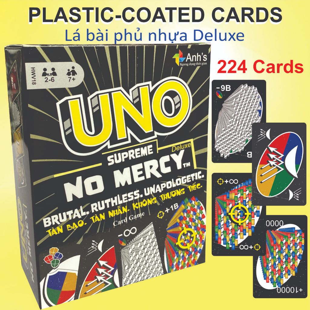 Uno Supreme No super Mercy 224 ใบ/ Classic 168 ใบเคลือบพลาสติก | Shopee ...
