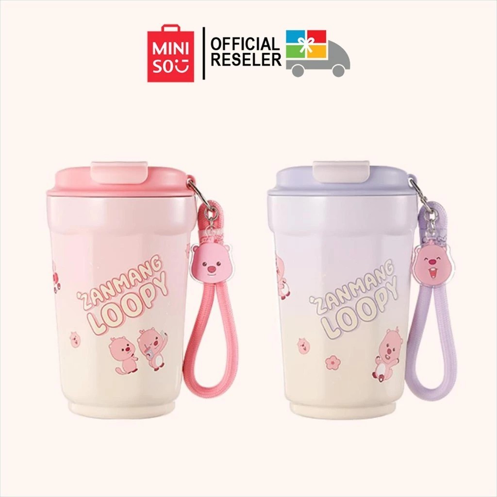 Miniso x ZANMANG Loopy Collection Tumblr ถ้วยน้ําพร้อมฝาปิดพร้อมสายรัด ...