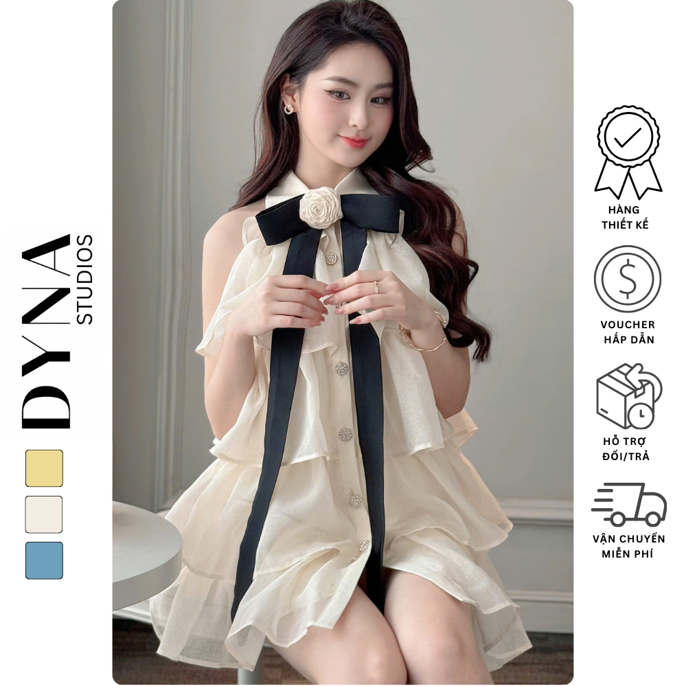 CG ชุดเดรสใต้วงแขนคอปกเยอรมันเลเยอร์พร้อมแท็กโบว์น่ารัก DYNA STUDIOS | Shopee Thailand