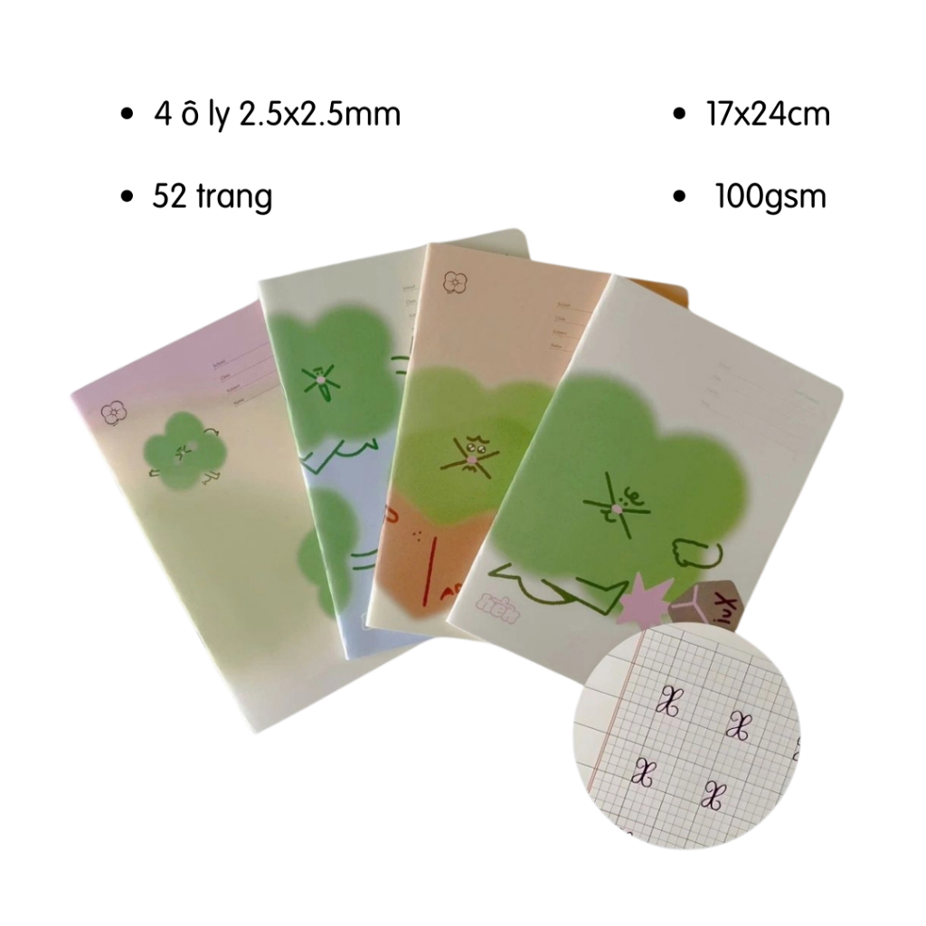 Crabit Hien Primary School 4-Liner Notebook - 52 หน้า สี่เหลี่ยม 2.5x2 ...