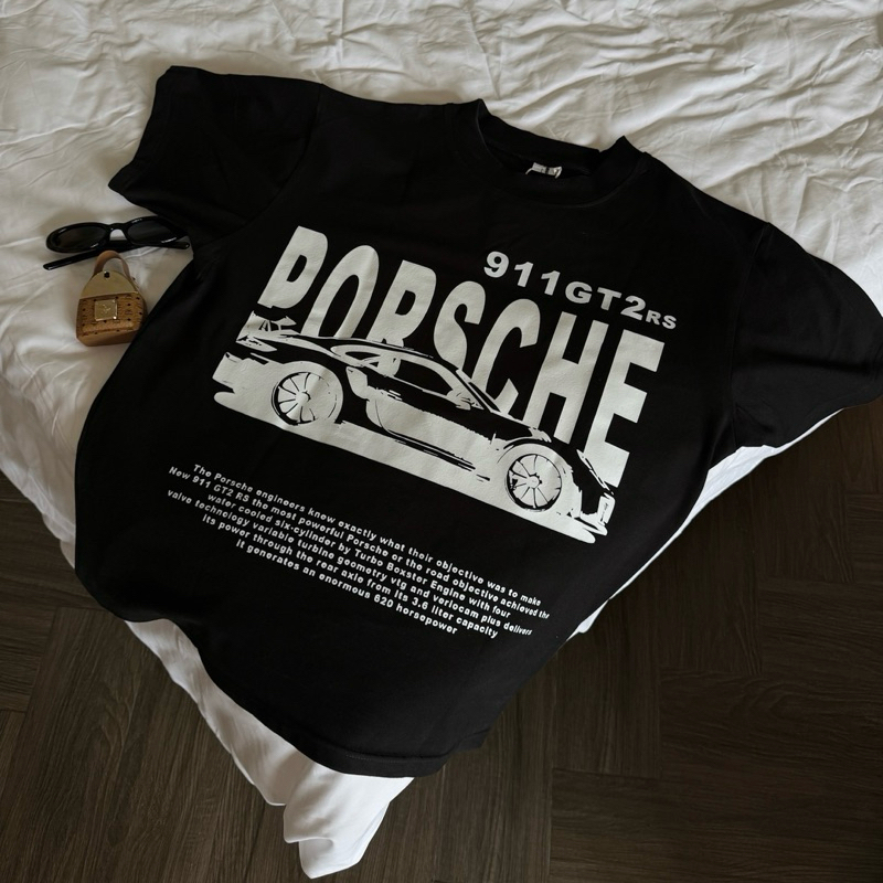 เสื้อยืดพิมพ์ลาย BOXY • WOAA.STU• PORSCHE | Shopee Thailand