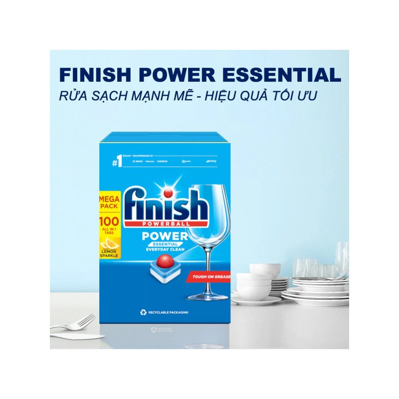 Finish Powerball Power Essential เม็ดเครื่องล้างจานรสมะนาว 100 เม็ด ...