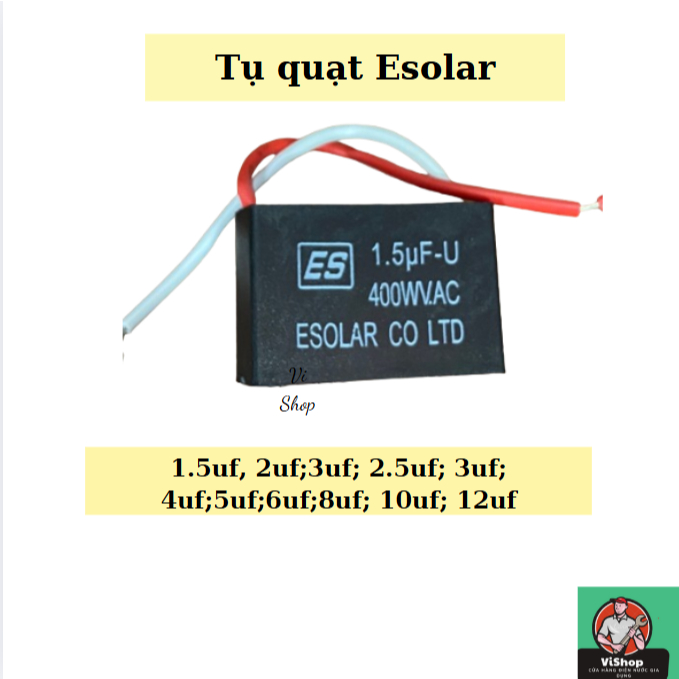 ESOLAR FAN CAPACITOR 400V.1.5uf, 2uf; 2.5uf; 3uf; 4uf;5uf;6uf;8uf; 10uf ...