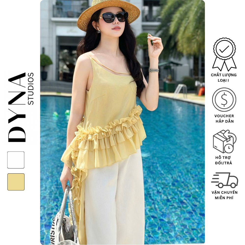 CHAU HY เสื้อกล้ามเปิดไหล่พร้อมผ้าระบายยาวน่ารัก DYNA STUDIOS | Shopee Thailand