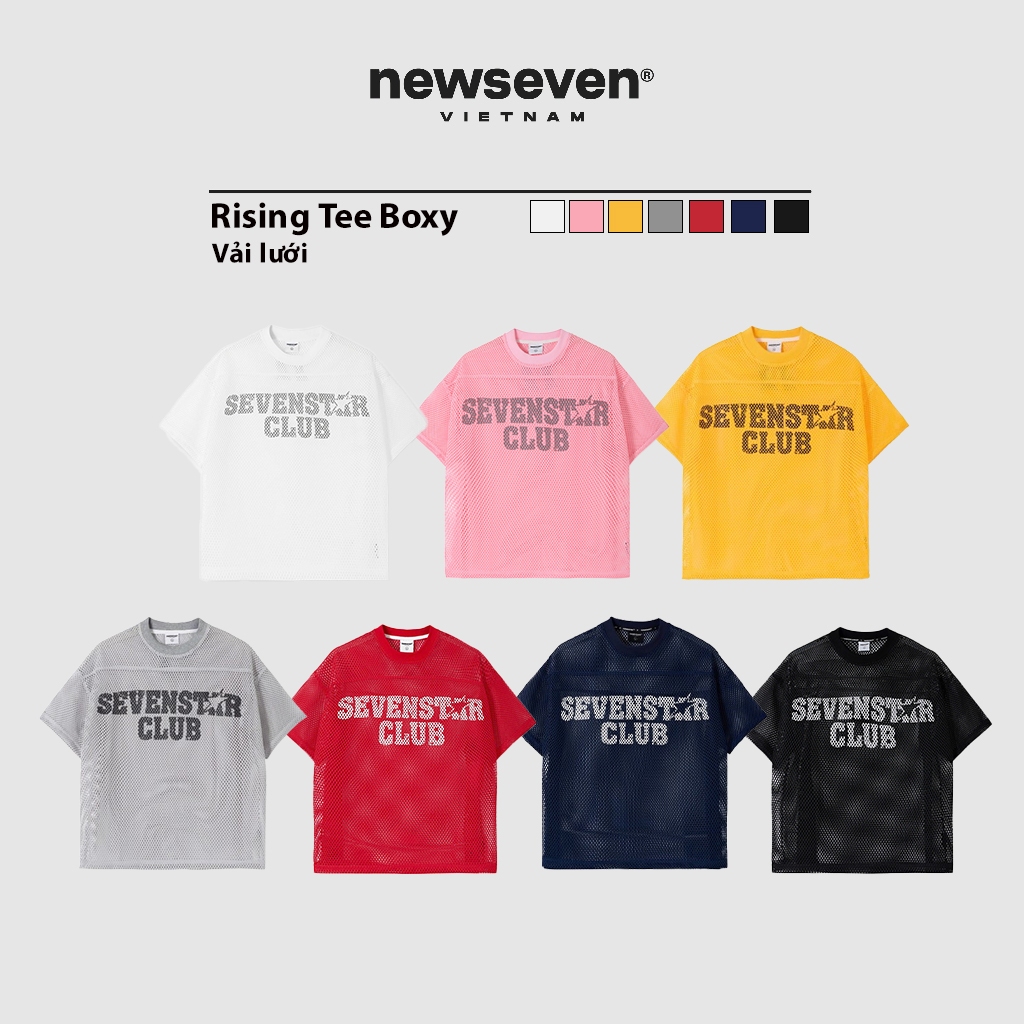 NEWSEVEN Rising Tee Form Boxy Mesh เสื้อยืด NAT.483 | Shopee Thailand