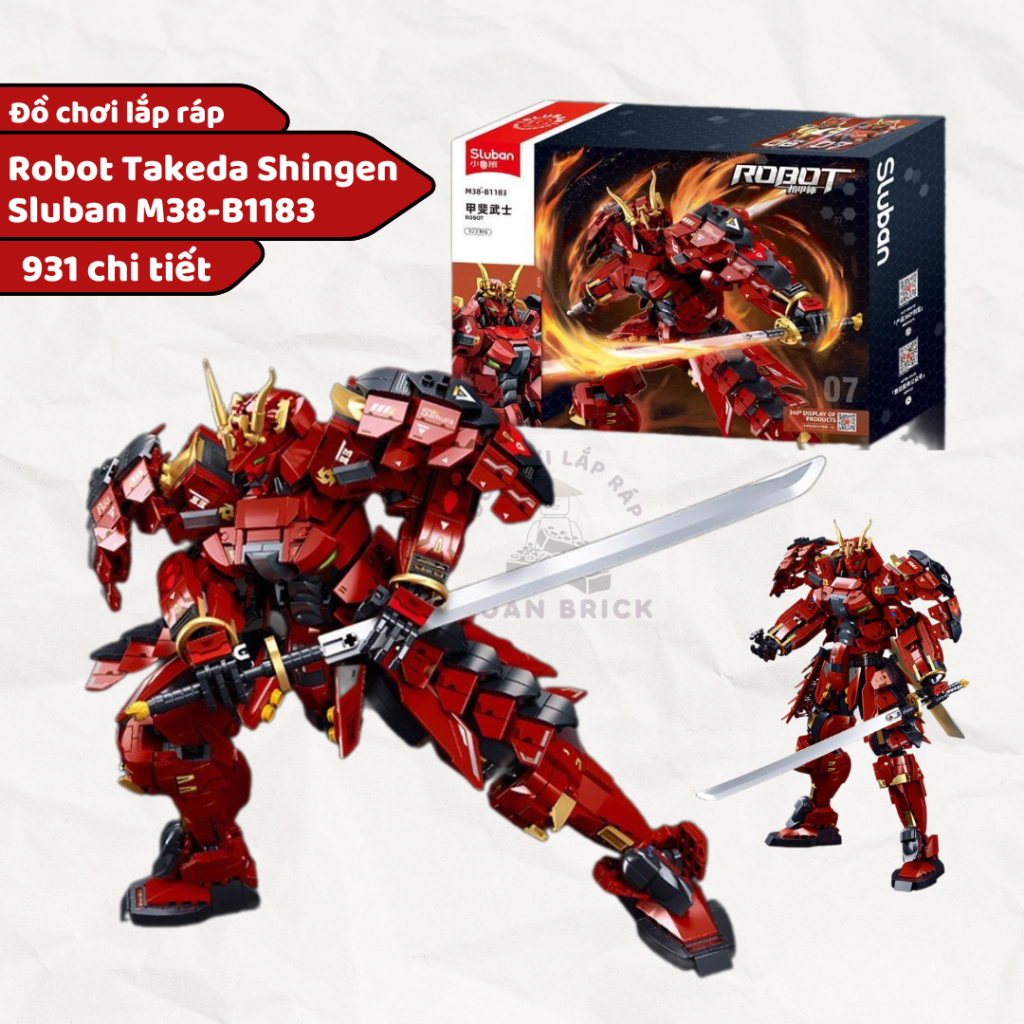 (ฟรีมินิสุ่ม 1 ตัว) ชุดของเล่นประกอบโมเดลหุ่นยนต์ Takeda Shingen Sluban ...