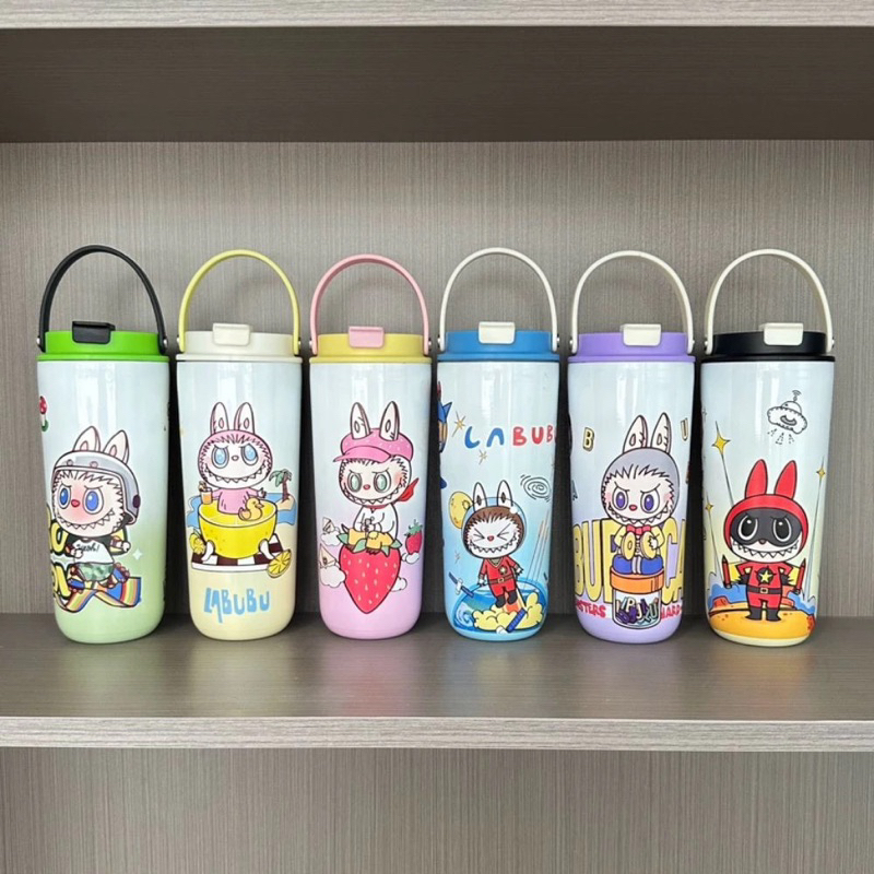 Labubu Shaped Thermos Cup with Handle and Straw (รวมแปรงล้างขวด) ความจุ ...