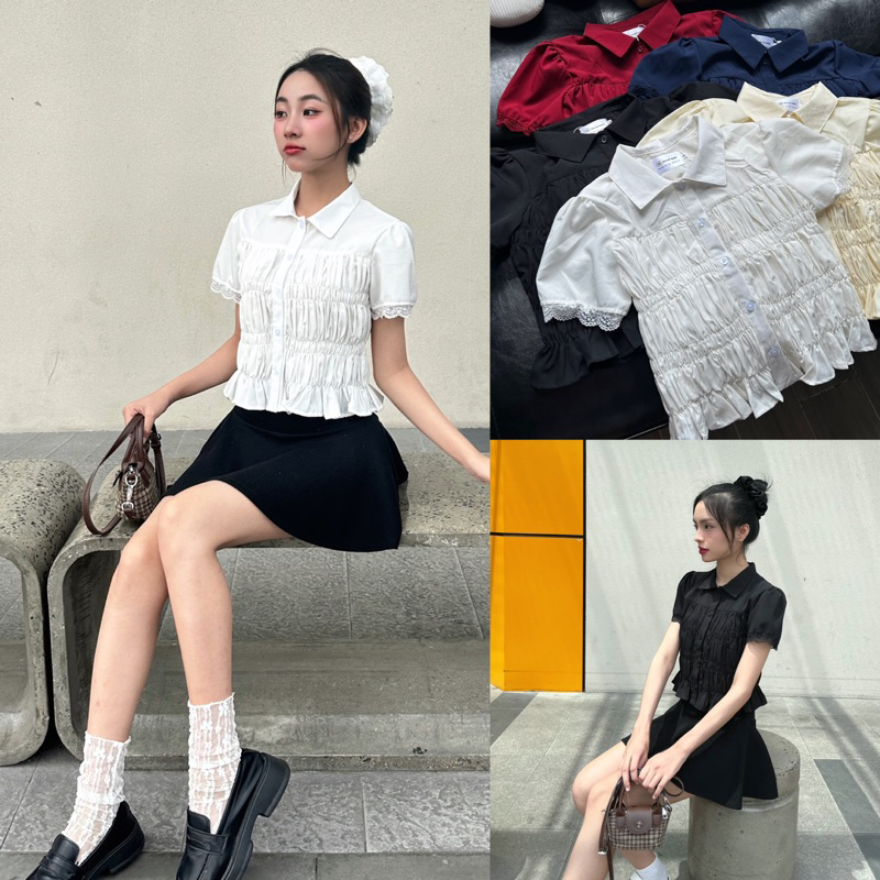 LAYLIE TOP - เสื้อเชิ้ต DEROSE ดีเทลสม็อคด้วยผ้าฝ้ายเนื้อนุ่มและเท่ ...
