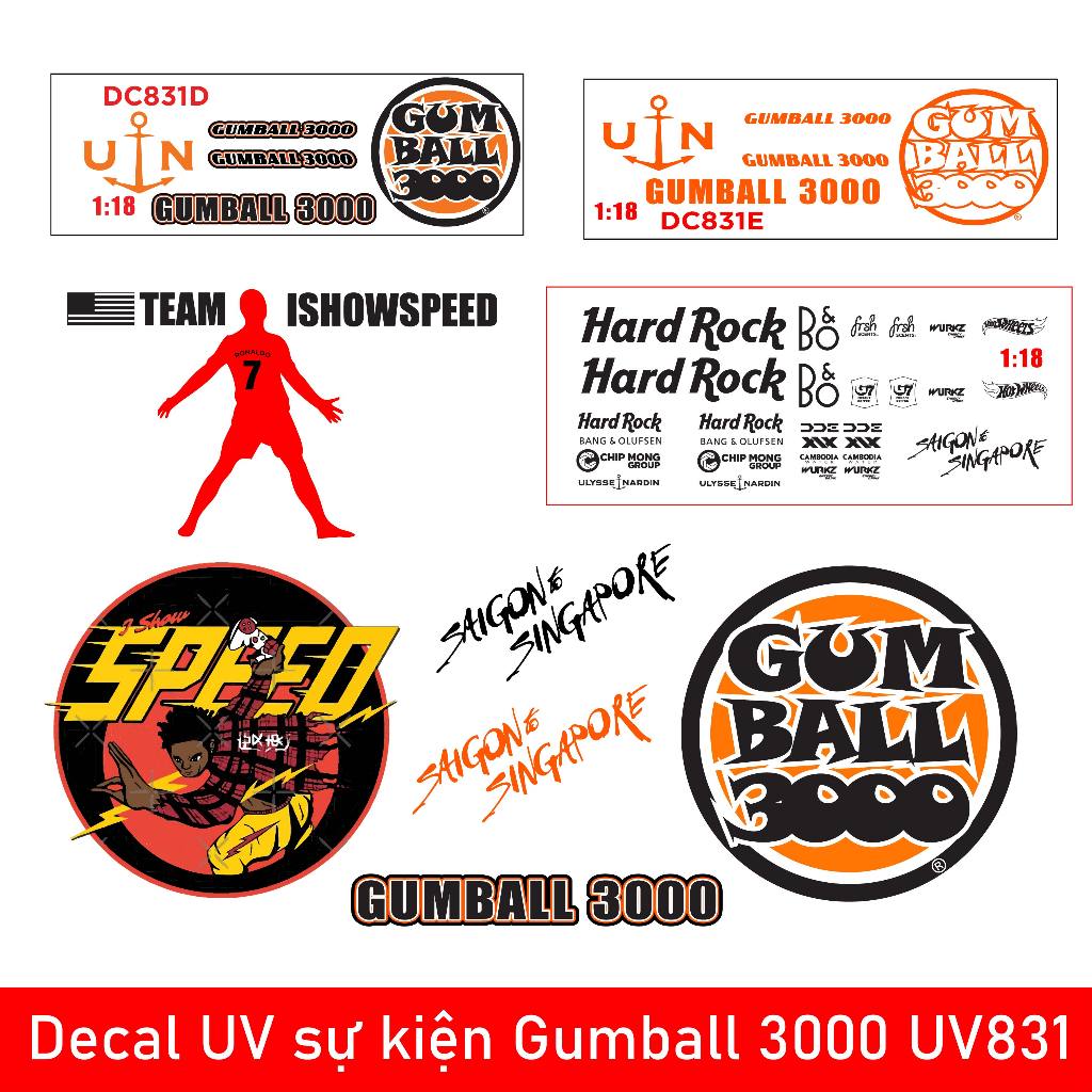 [ Dc831 ] Gumball 3000 กิจกรรม UV Decal สําหรับรถยนต์ขนาด 1:18 วางบนพื้นหลังสี Autono1 ทั้งหมด ...