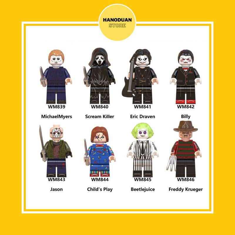 [Set Of 8 NV] Mini Zombie Jason Freddy Krueger Building Block Toy Model ...