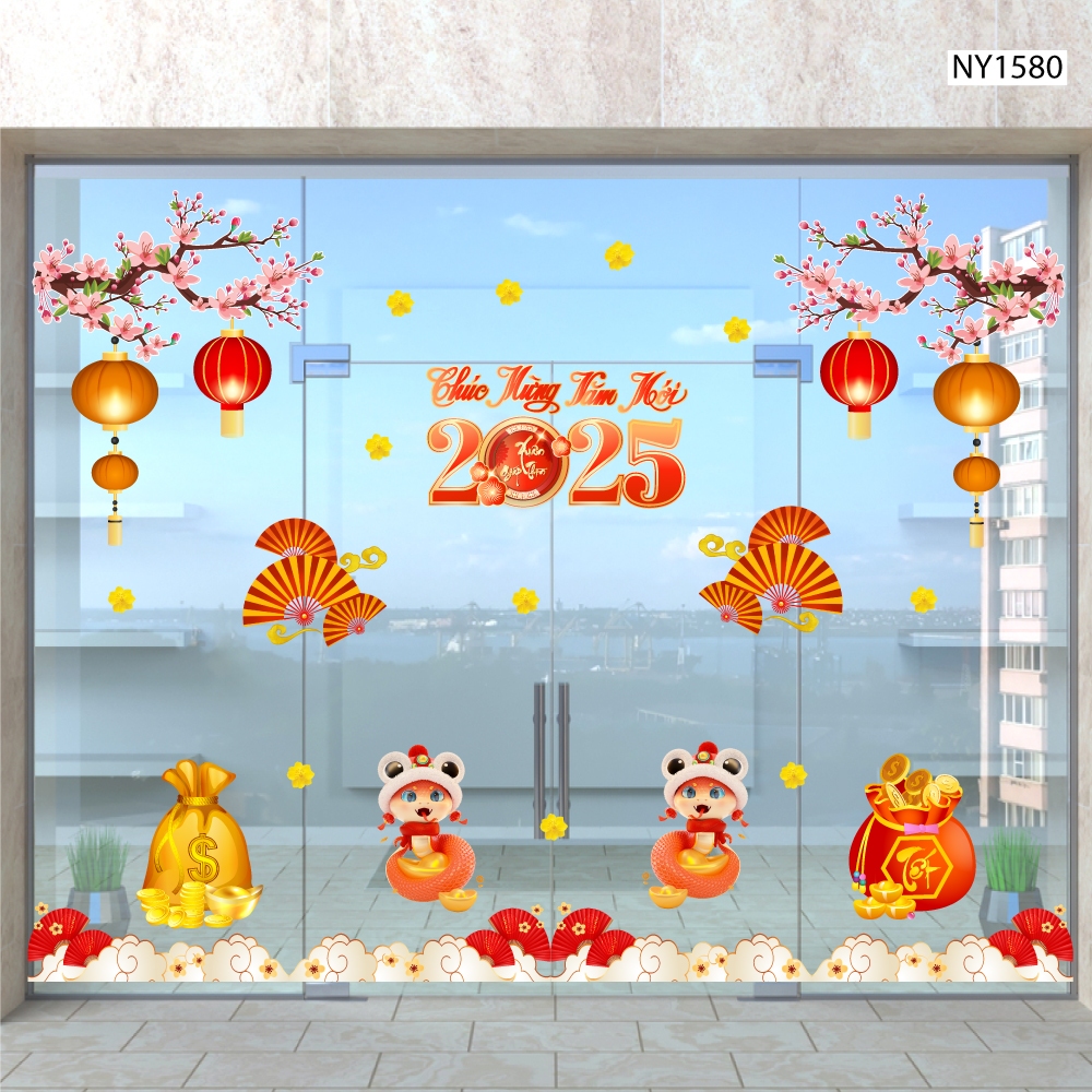 Lala At Ty รูปลอกตกแต่ง Tet ระดับไฮเอนด์สวัสดีปีใหม่ สีเหล็ก สติ๊กเกอร์ ...