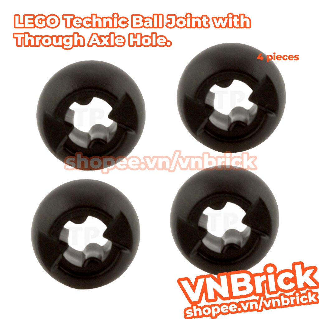 4x ใหม่ของแท้ LEGO Black Technic Ball Joint พร้อม Through Axle Hole ID ...