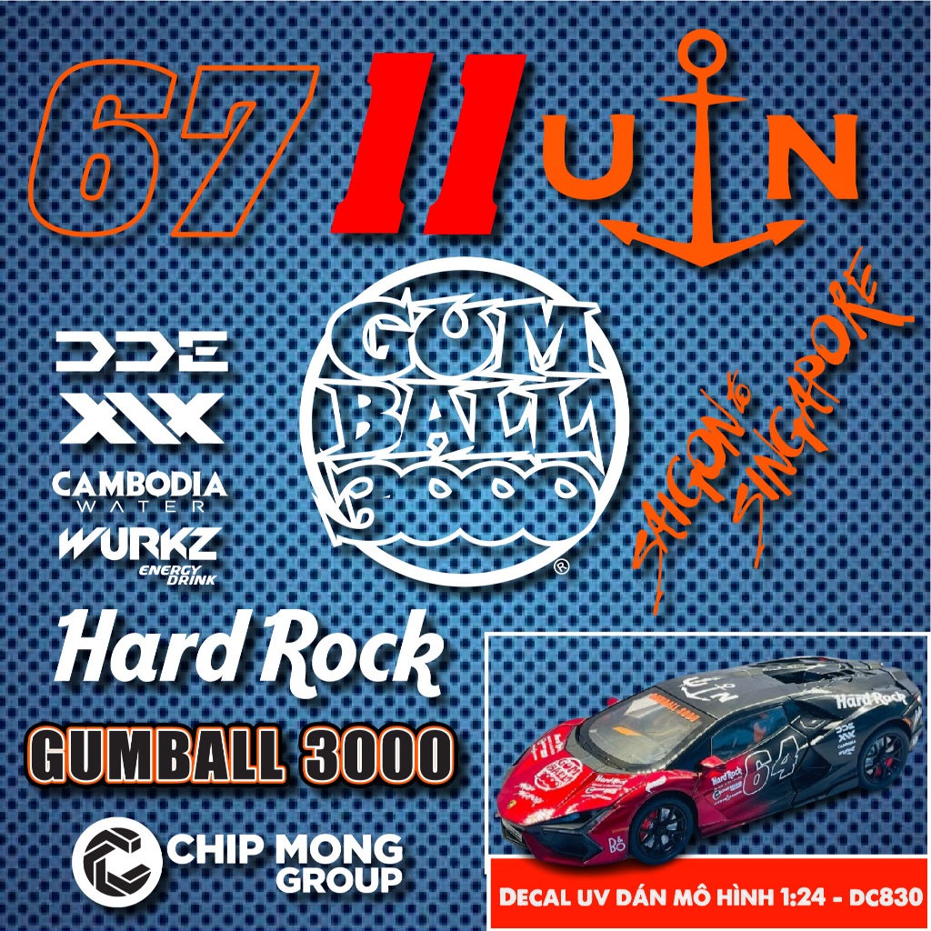 [ DC830 ] Gumball 3000 งาน UV Decal สําหรับรถยนต์ขนาด 1:24 วางบนพื้น ...