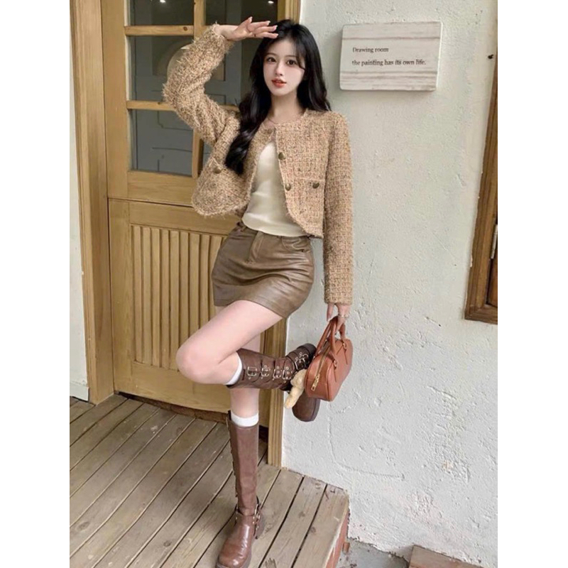 ชุดราตรีคอกลมขนดอกเบญจมาศทองแดง SD 02139 | Shopee Thailand