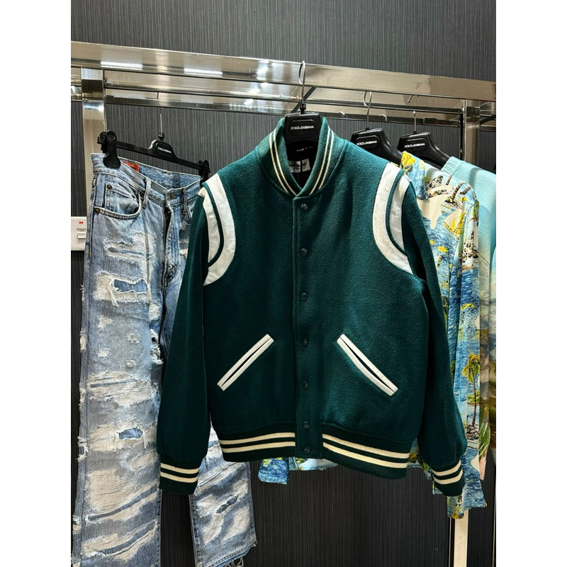 Bomber Jacket - YSL - Teddy SLP Saint Laurent Jacket สีเขียว | Shopee ...