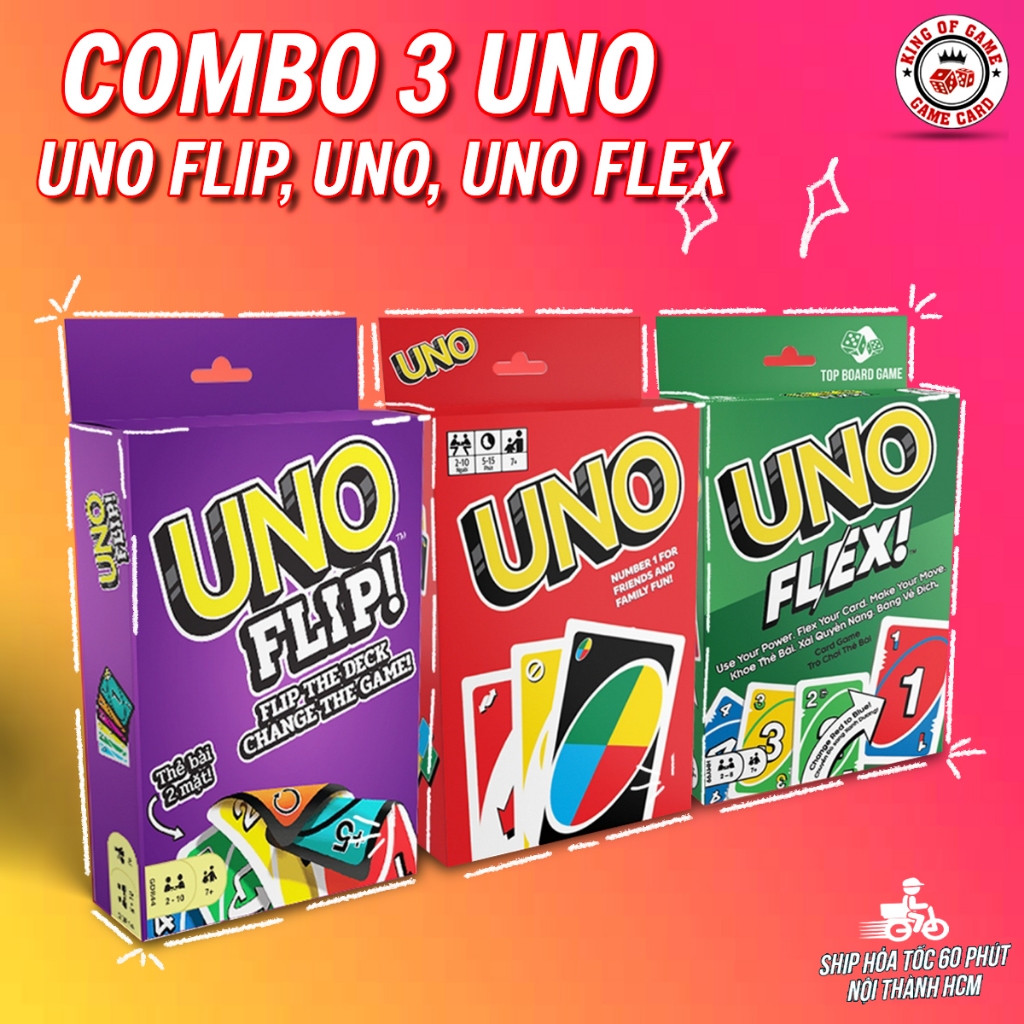 Combo 3 UNO FLIP, UNO, UNO Flex 330 การ์ด UNO เกมกระดานสนุกสําหรับ ...
